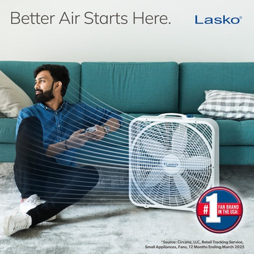 Lasko 20" Weather-Shield Performance Box Fan with High Performance Gri