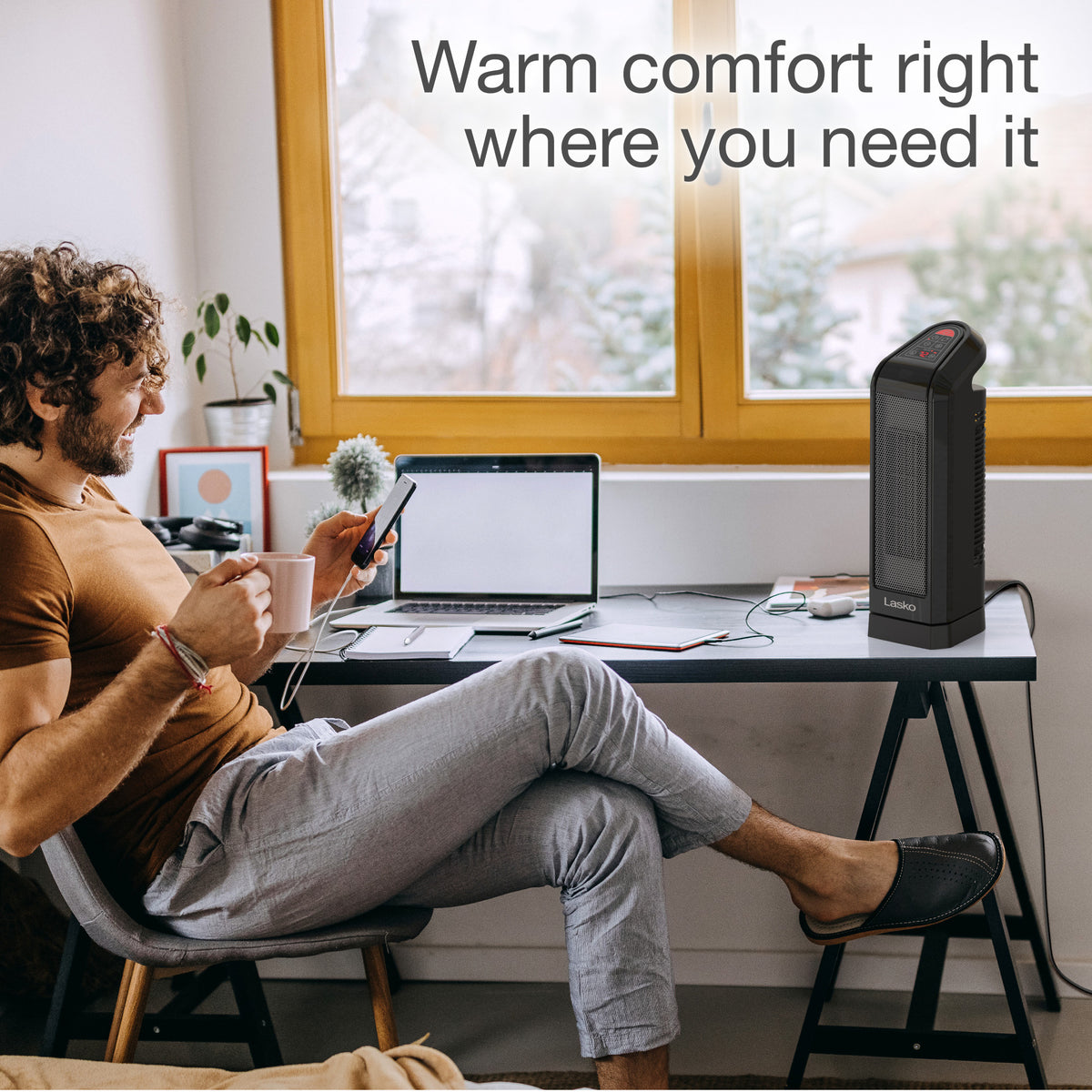 Lasko 1500W Ceramic Tower Space Heater with Remote, CT16670, Black