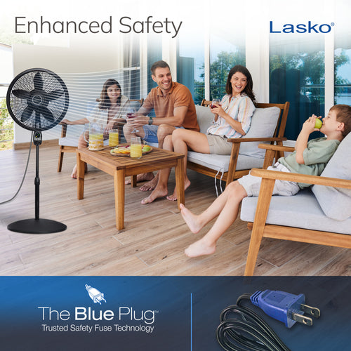 Lasko 18" 3-Speed Oscillating Cyclone Pedestal Fan with Remote and Tim