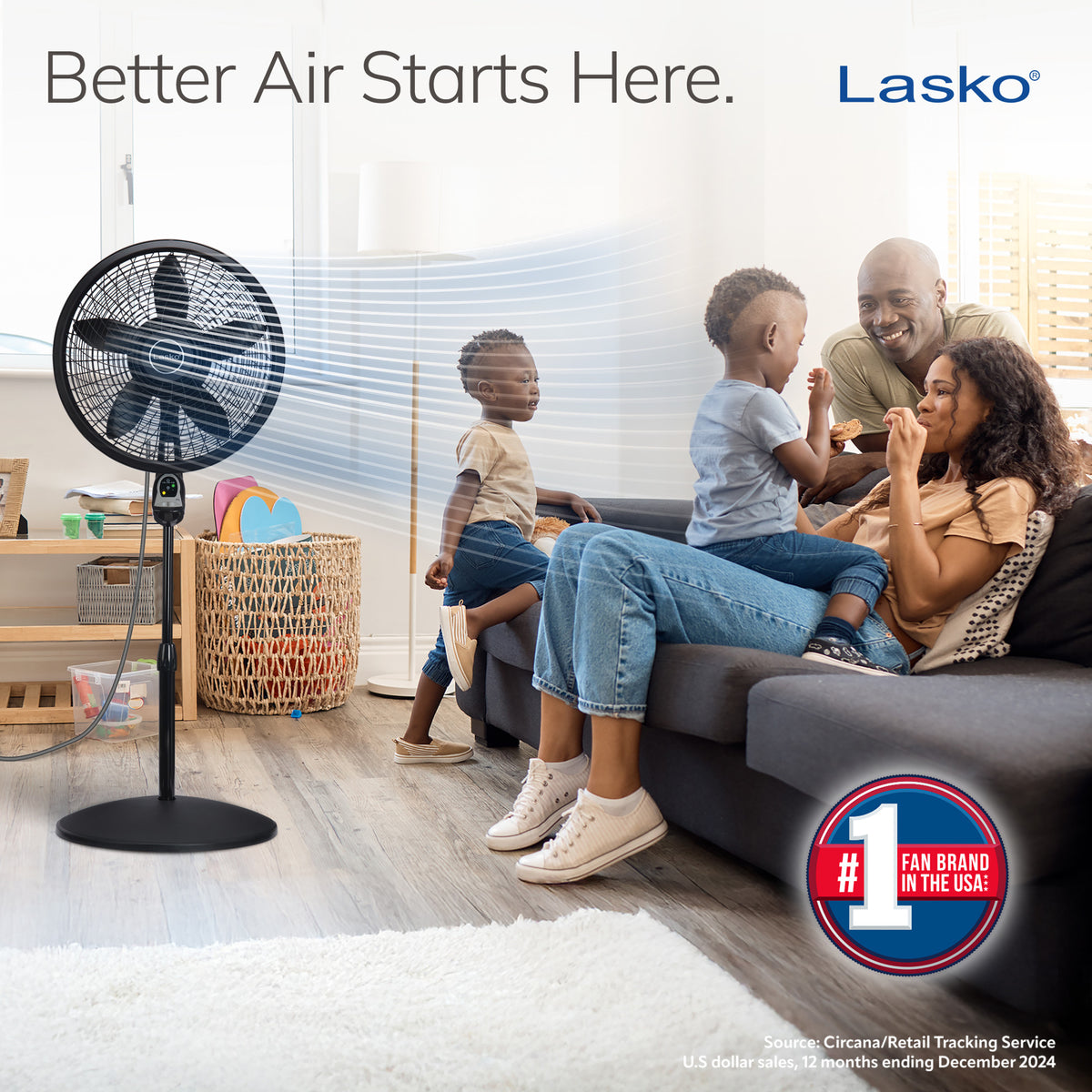 Lasko 18" 3-Speed Oscillating Cyclone Pedestal Fan with Remote and Tim