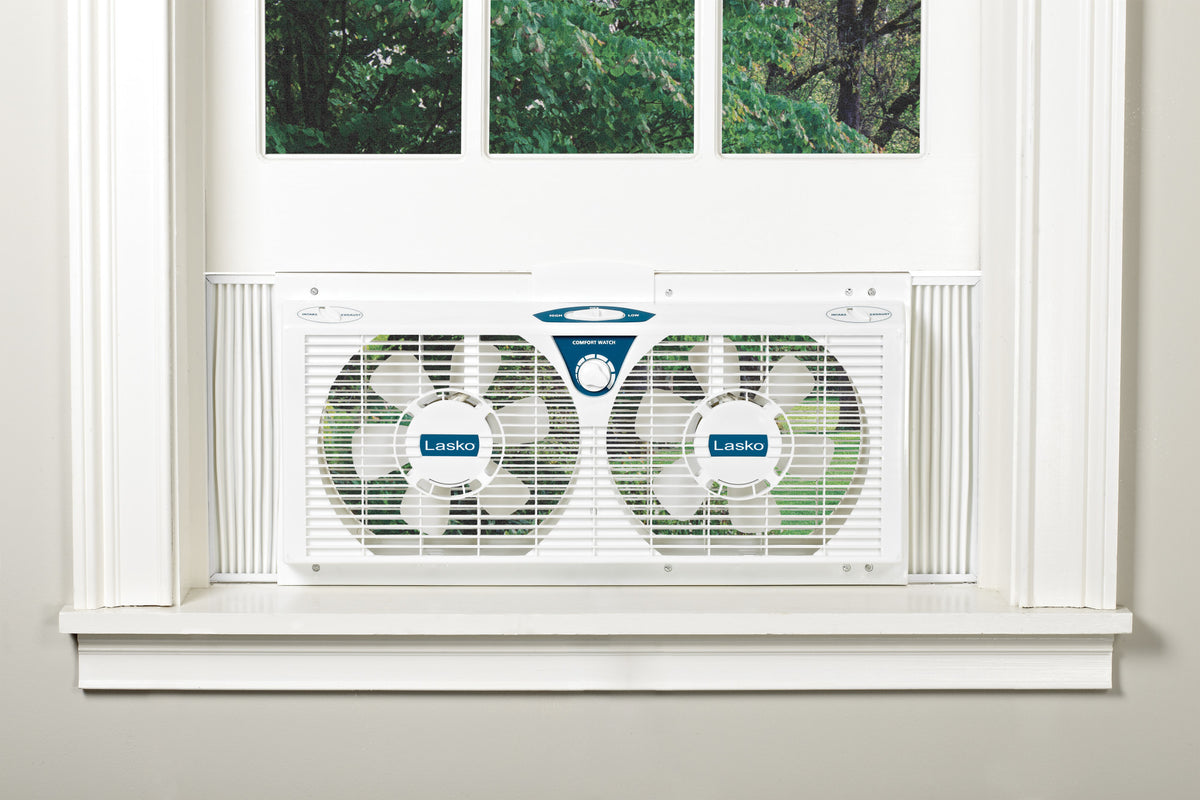 Lasko Electrically Twin Window Fan for Intake or Exhaust, 2138, White