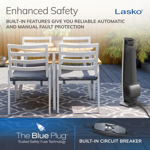 Lasko 42" 4-Speed Oscillating Outdoor Tower Fan with 10-Foot Power Cor