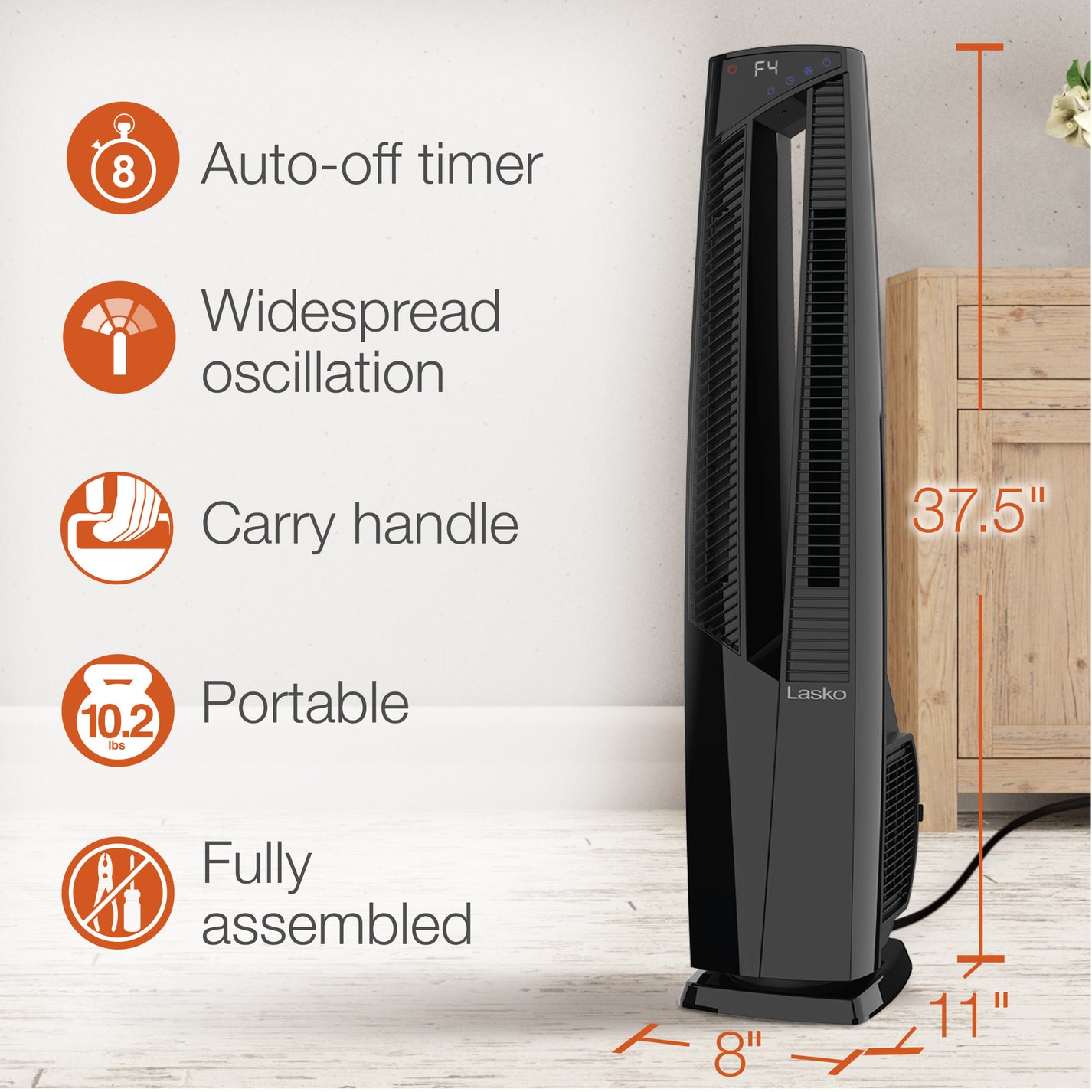 Lasko 1500W Electric Oscillating All Season Tower Fan and Space Heater ...