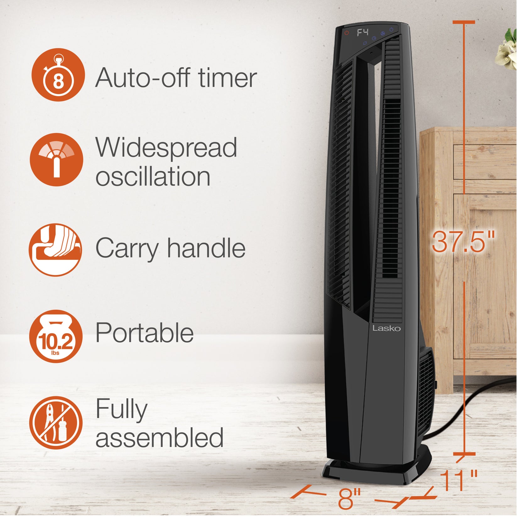 Lasko 1500W Electric Oscillating All Season Tower Fan and Space Heater ...