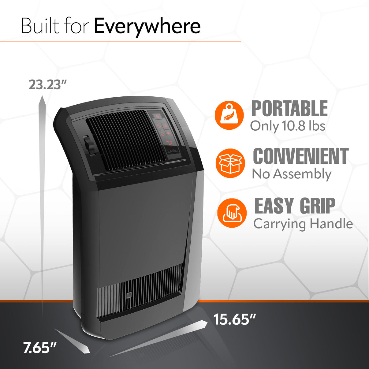 Lasko CC24925 24" Cyclonic Ceramic Full Room Space Heater, Black ...