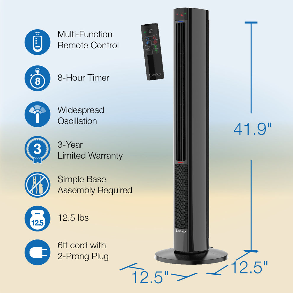 Lasko 1500W Oscillating All Season Tower Fan & Space Heater with Timer ...