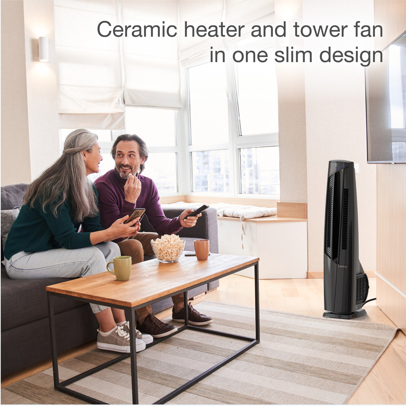 Lasko 1500W Electric Oscillating All Season Tower Fan and Space Heater ...