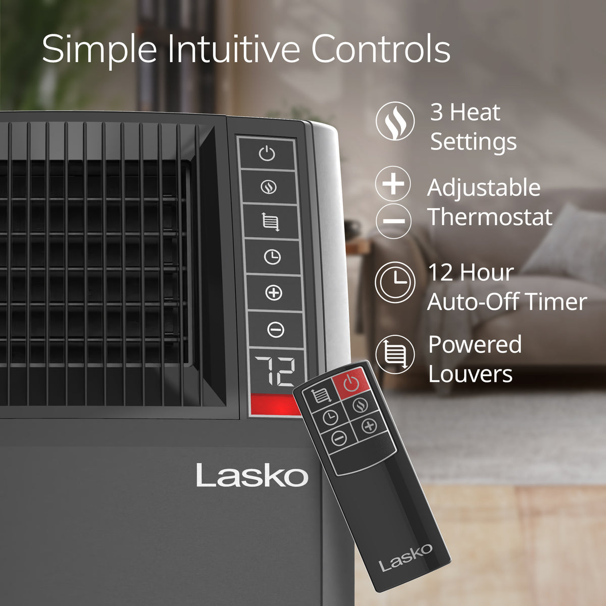 Lasko CC20150 20" Ceramic Console Space Heater with Remote Control: Bl