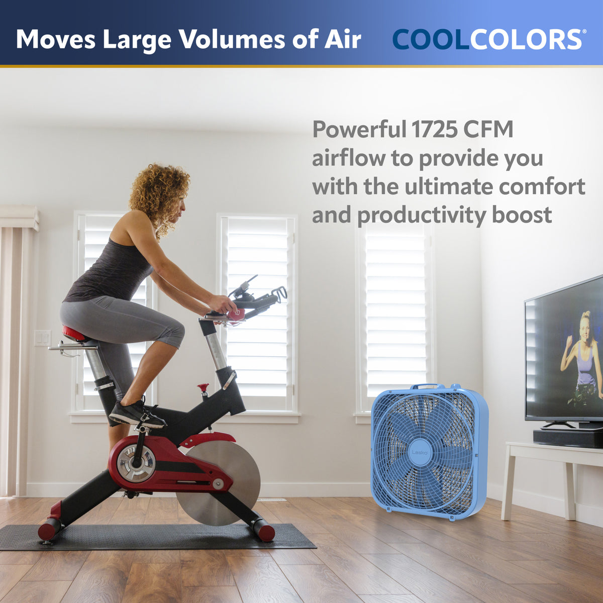 Lasko 20" Cool Colors® Box Fan with 3 Speeds, Blue, B20310