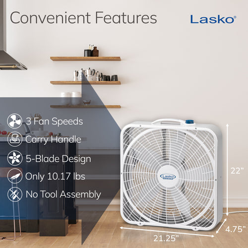 Lasko 20" Weather-Shield Performance Box Fan with High Performance Gri