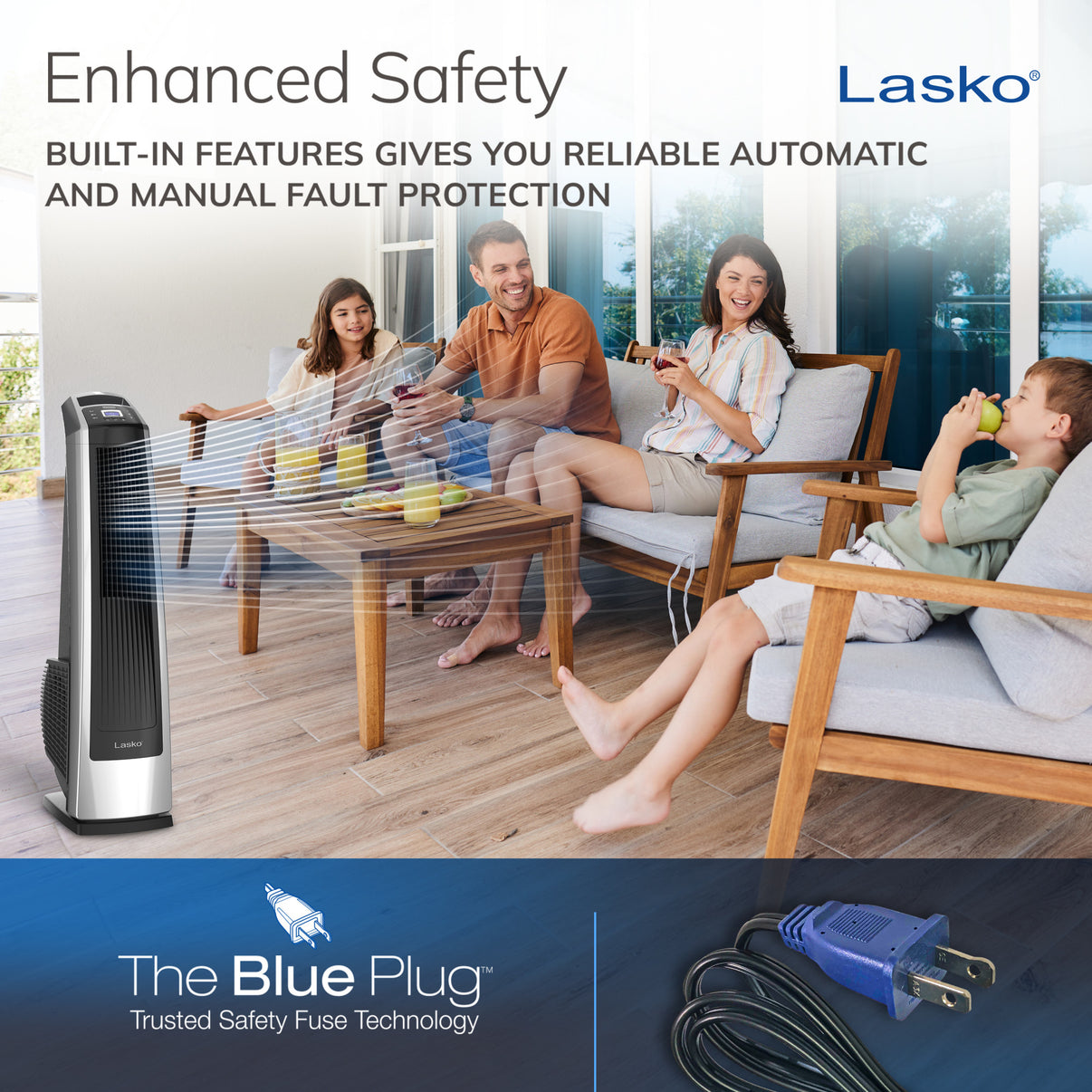 Lasko High Velocity Tower Fan with Remote Control, U35115, Silver/Blac ...