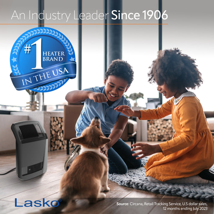 Lasko CC24925 24" Cyclonic Ceramic Full Room Space Heater, Black ...
