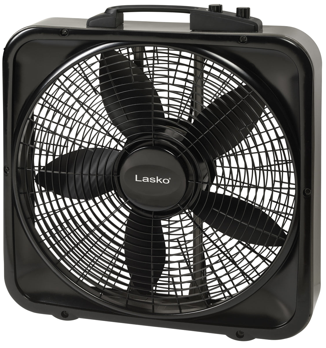Lasko Weather-Shield Select 20" Box Fan with Thermostat, B20570, Black