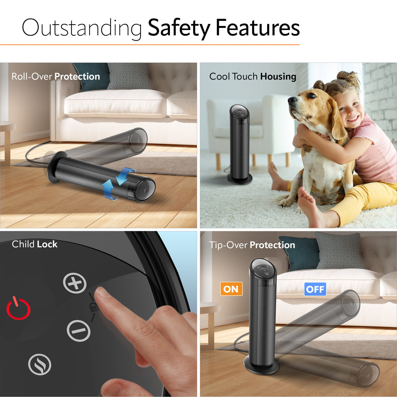 Lasko 22" Ceramic Tower Space Heater with Timer and Remote, CT22495, B ...