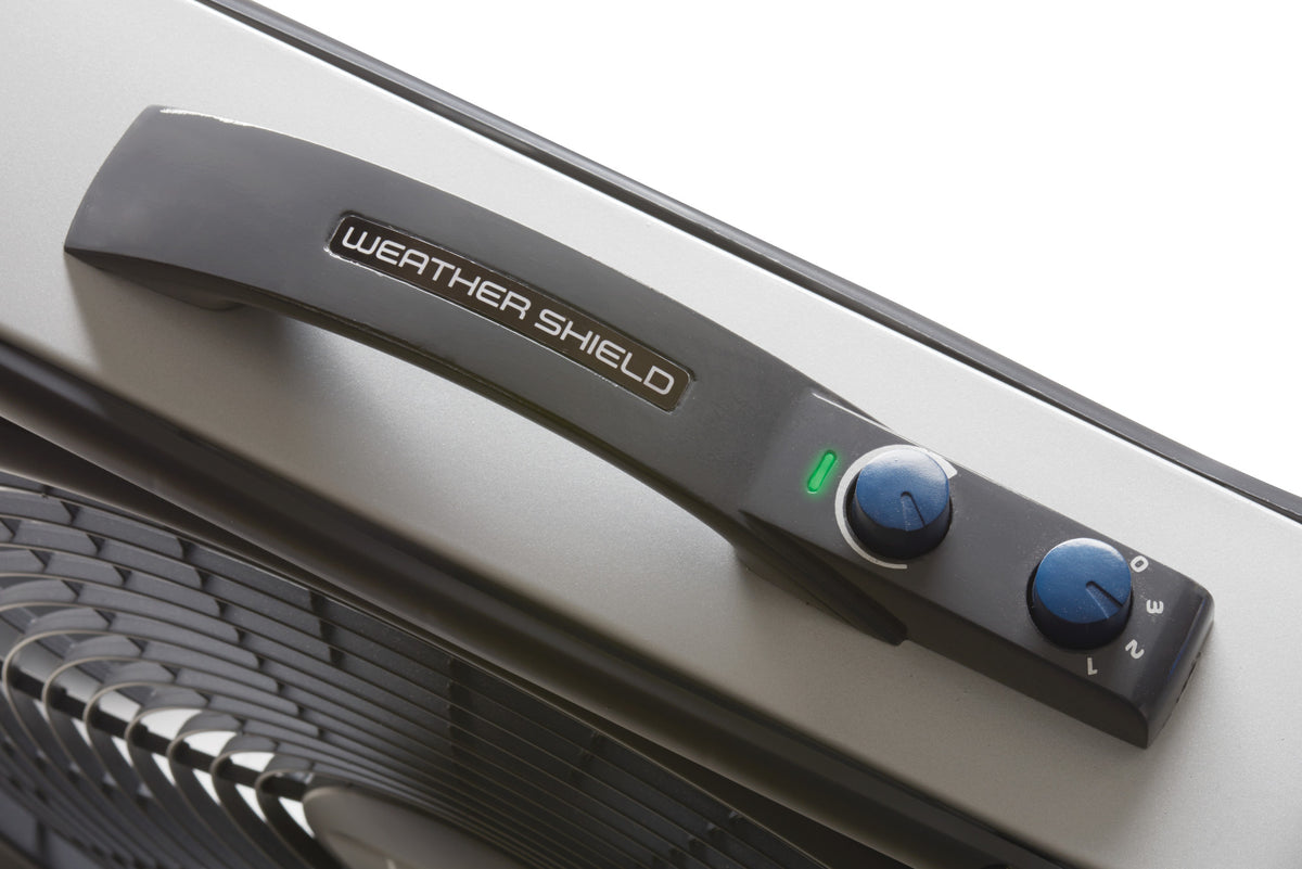 Lasko 20" Weather-Shield® Select Box Fan with Thermostat, B20573, Gray