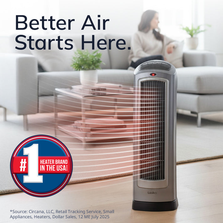 Lasko 1500W Digital Ceramic Space Heater with Remote, 755320, Silver ...