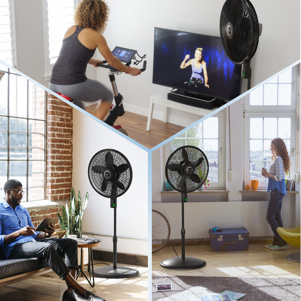Lasko WhisperForce™ 18" 4-speed EcoQuiet DC Motor Pedestal Fan with Re ...
