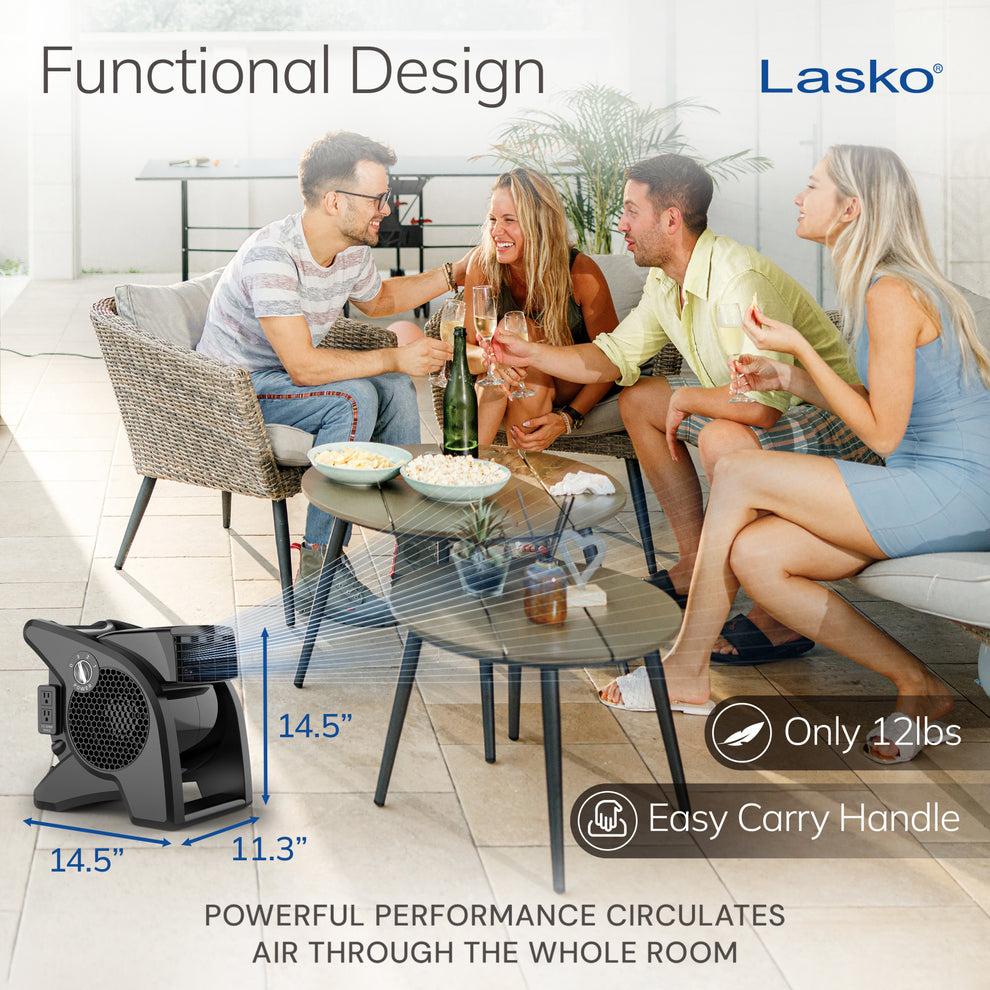Lasko Pro Performance Pivoting High Velocity Utility Blower Fan with 3 ...