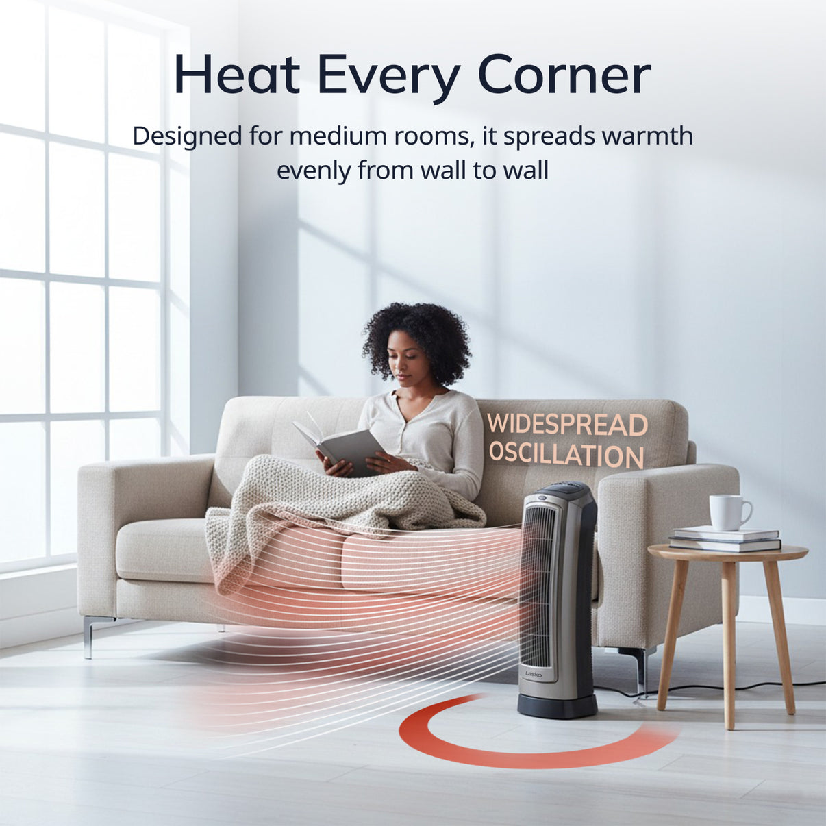 Lasko 1500W Digital Ceramic Space Heater with Remote, 755320, Silver ...