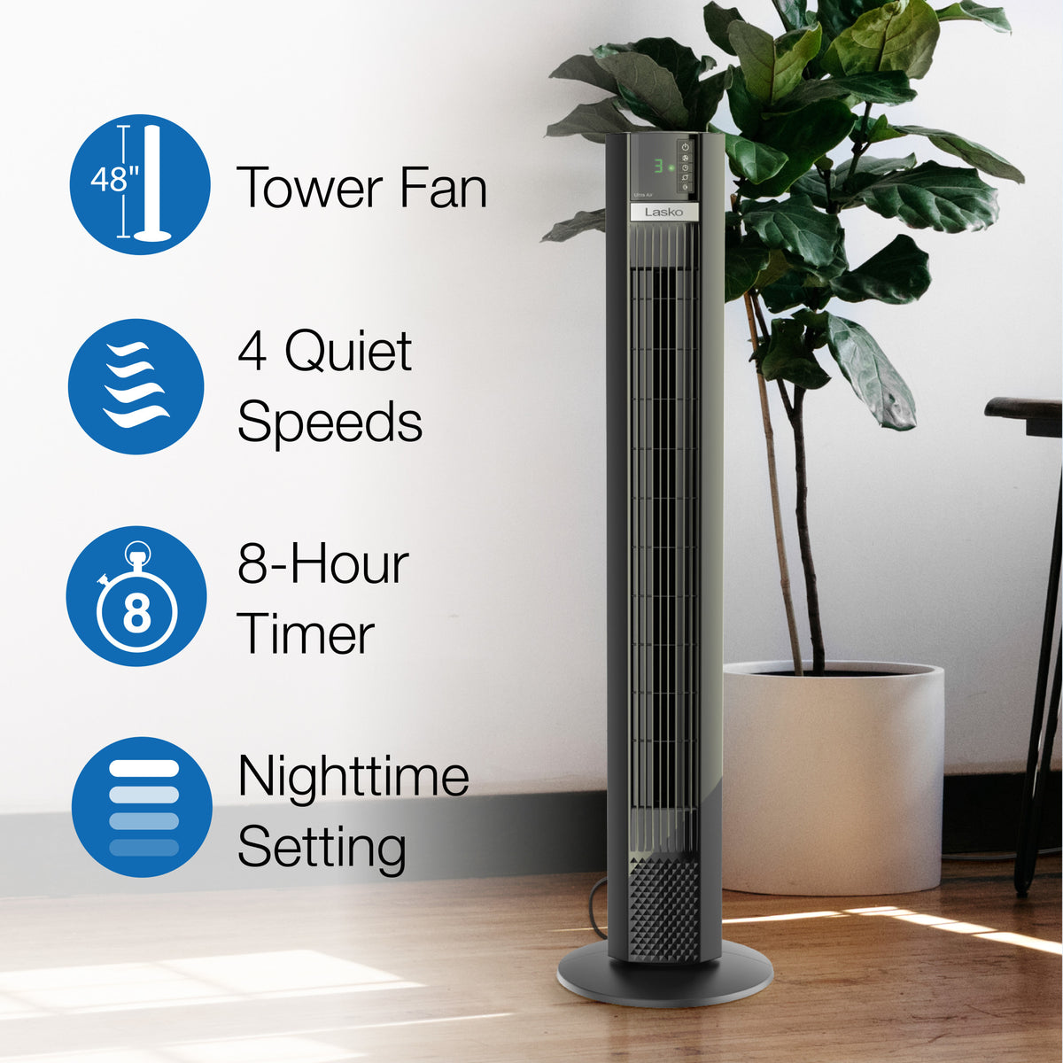 Lasko T48339 48" Tower Fan with Nighttime Setting and Remote