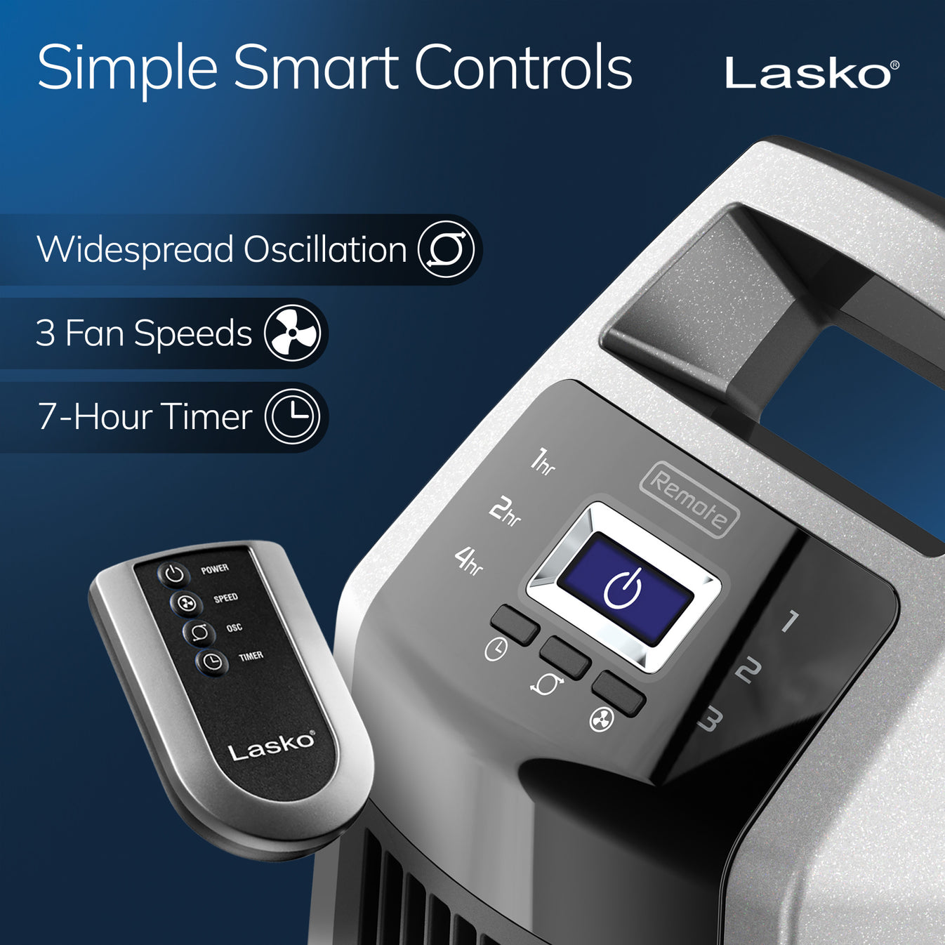 Lasko High Velocity Tower Fan with Remote Control, U35115, Silver/Blac ...