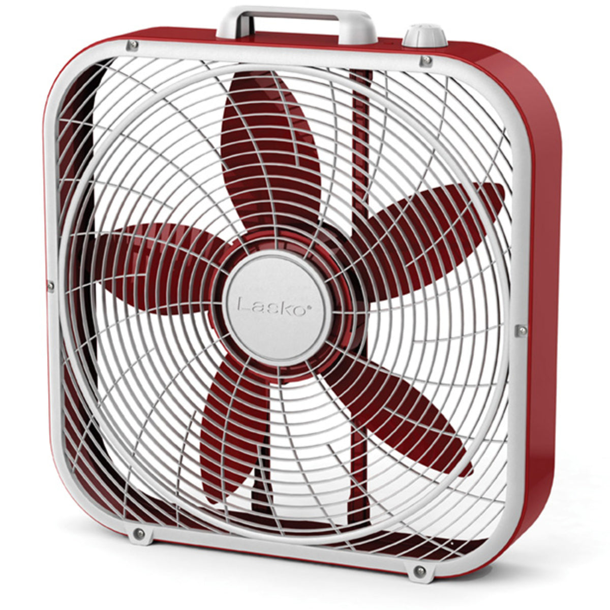 Lasko Cool Colors 20" Box Fan with 3 Speeds, B20305, Red