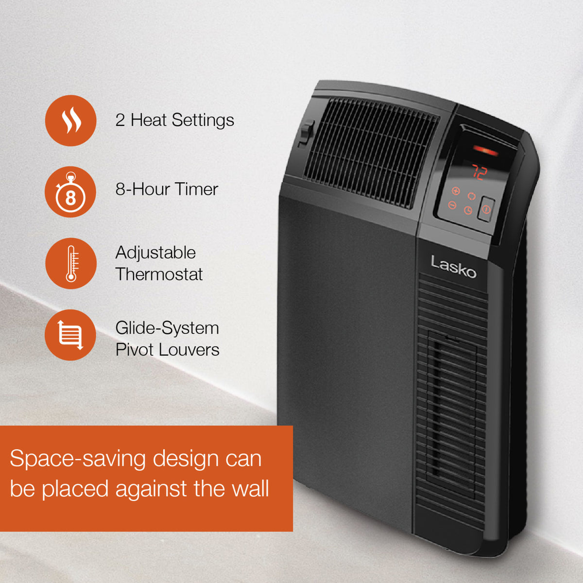 Lasko 1500W Electric Cyclonic Ceramic Room Space Heater with 8-Hour Ti