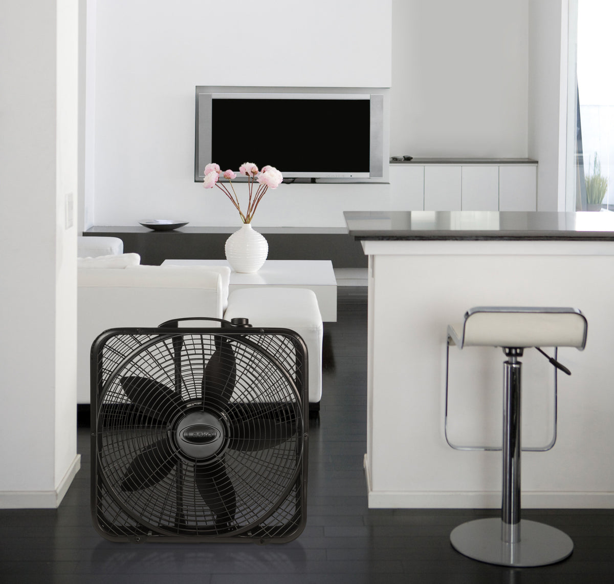 Lasko 20" Weather Shield Power Plus Box Fan, B20801, Black
